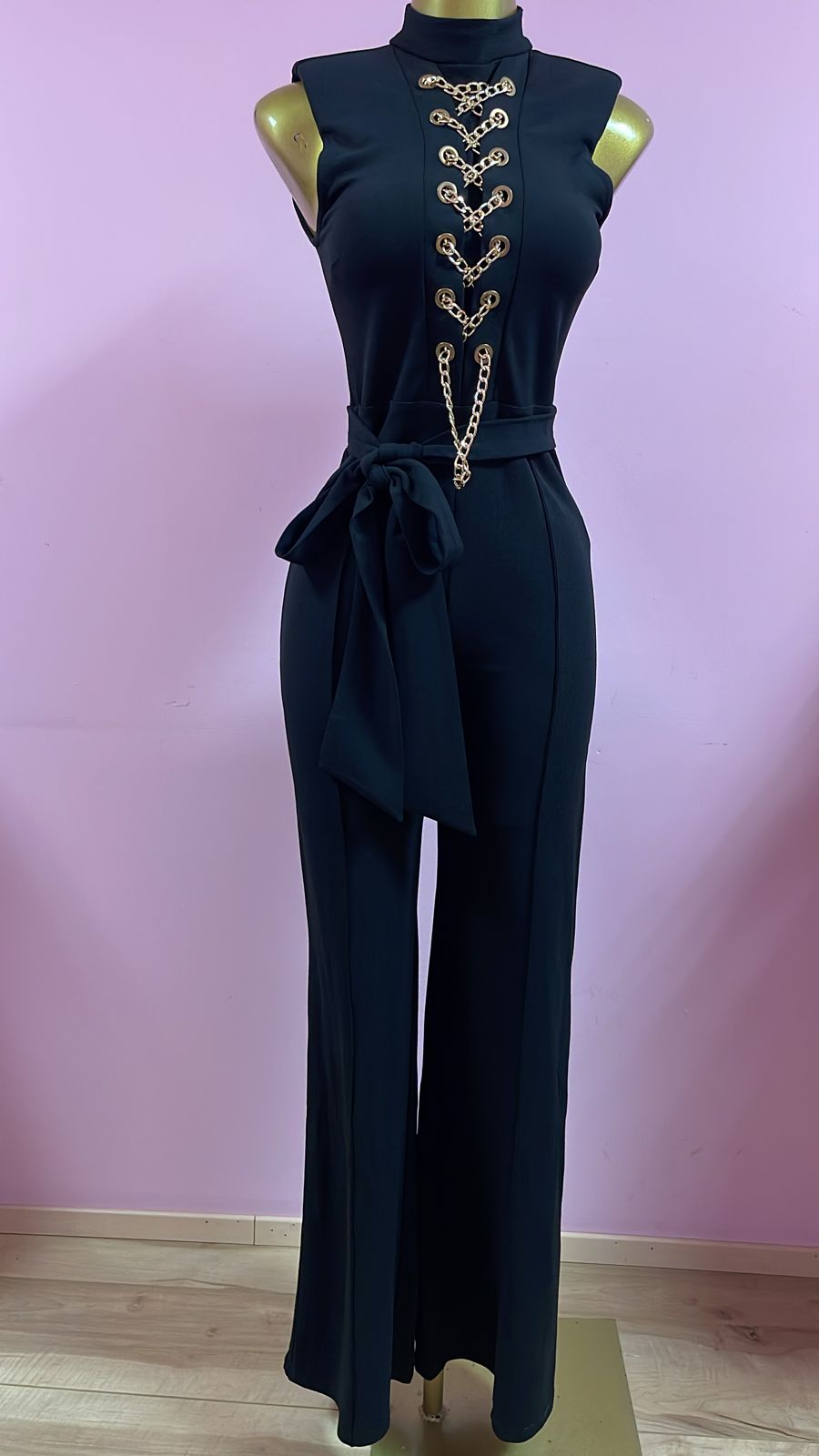 JUMPSUIT PALAZZO CADENAS NEGRO – PINK RUNWAY